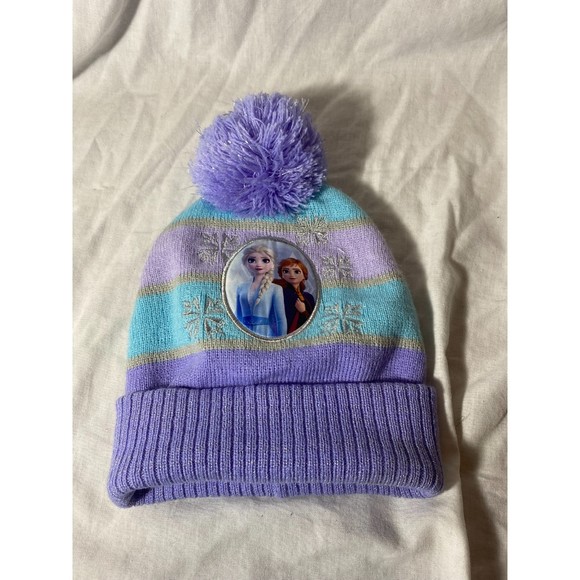 Frozen | Accessories | Frozen Elsa Anna Blue Purple Pom Beanie | Poshmark